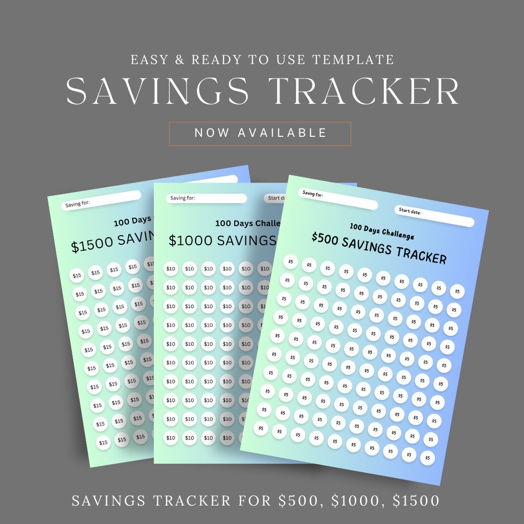 100 Days Savings Tracker Printable Files - Etsy