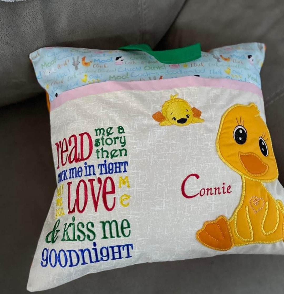 Embroidered Duck Storybook Pillow - Etsy