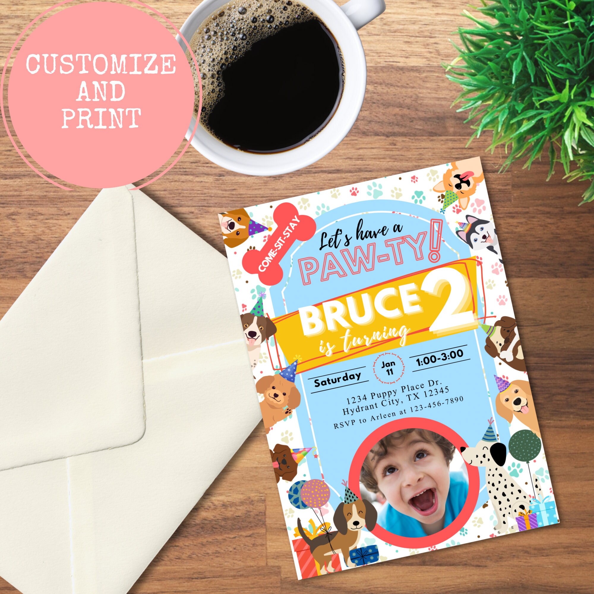 Dog Pawty Birthday Party Invitation Download - Etsy