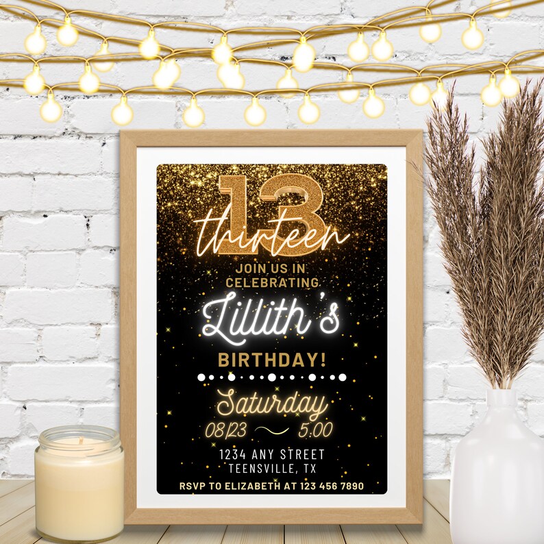 Thirteenth Birthday Party Invitation Download - Etsy