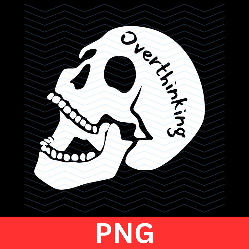 Overthinking Skull PNG - Etsy