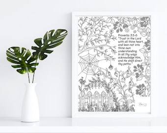 Bible Verse Coloring Page Trust in the Lord Proverbs 3:5-6 Printable ...