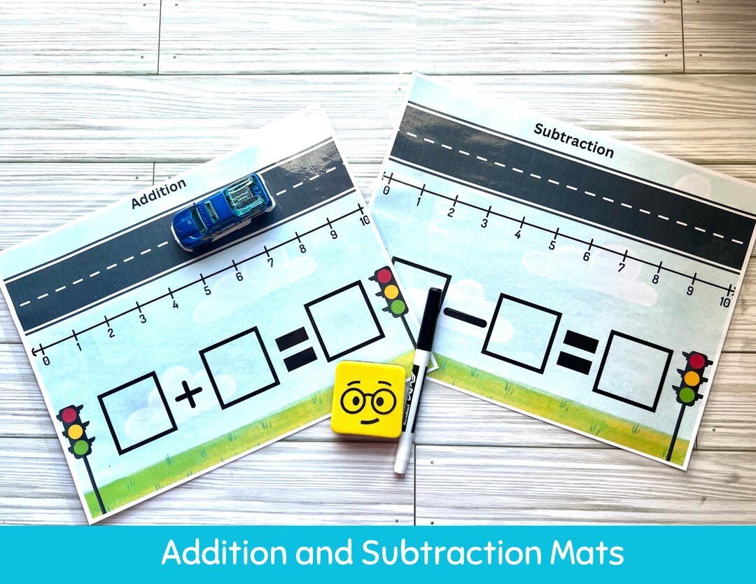 Addition and Subtraction Practice Mats: Preschool, Kindergarten, 1st ...