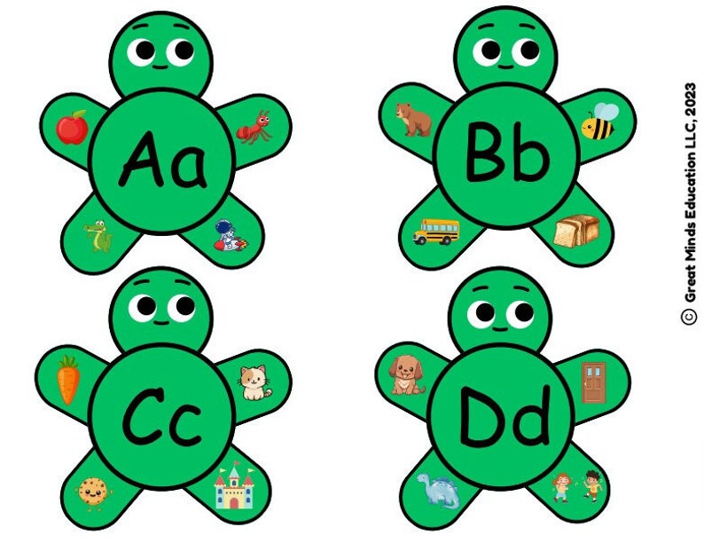 Letter Sound Matching Turtle Game Preschool and Kindergarten - Etsy