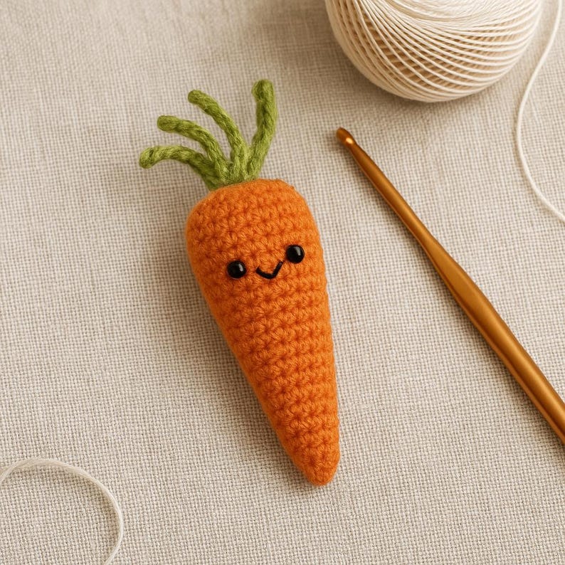 Mini Crochet Carrot Pattern | Tiny Amigurumi Food Toy | Small Crochet ...