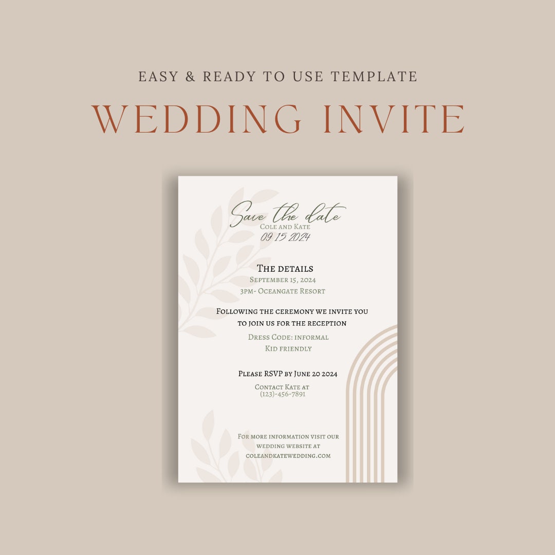 WEDDING INVITE TEMPLATE|| Instant Download|| Digital Invitation ...