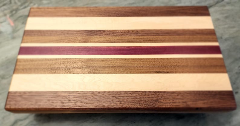 Walnut, Maple, Purpleheart Cutting Board | Handmade | Butcher Block ...