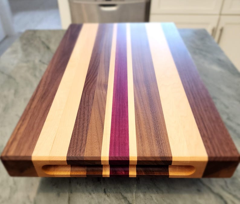 Walnut, Maple, Purpleheart Cutting Board | Handmade | Butcher Block ...