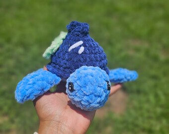 Fruitles Crochet Blueberry Matcha Turtle, Turtle Crochet Plush ...
