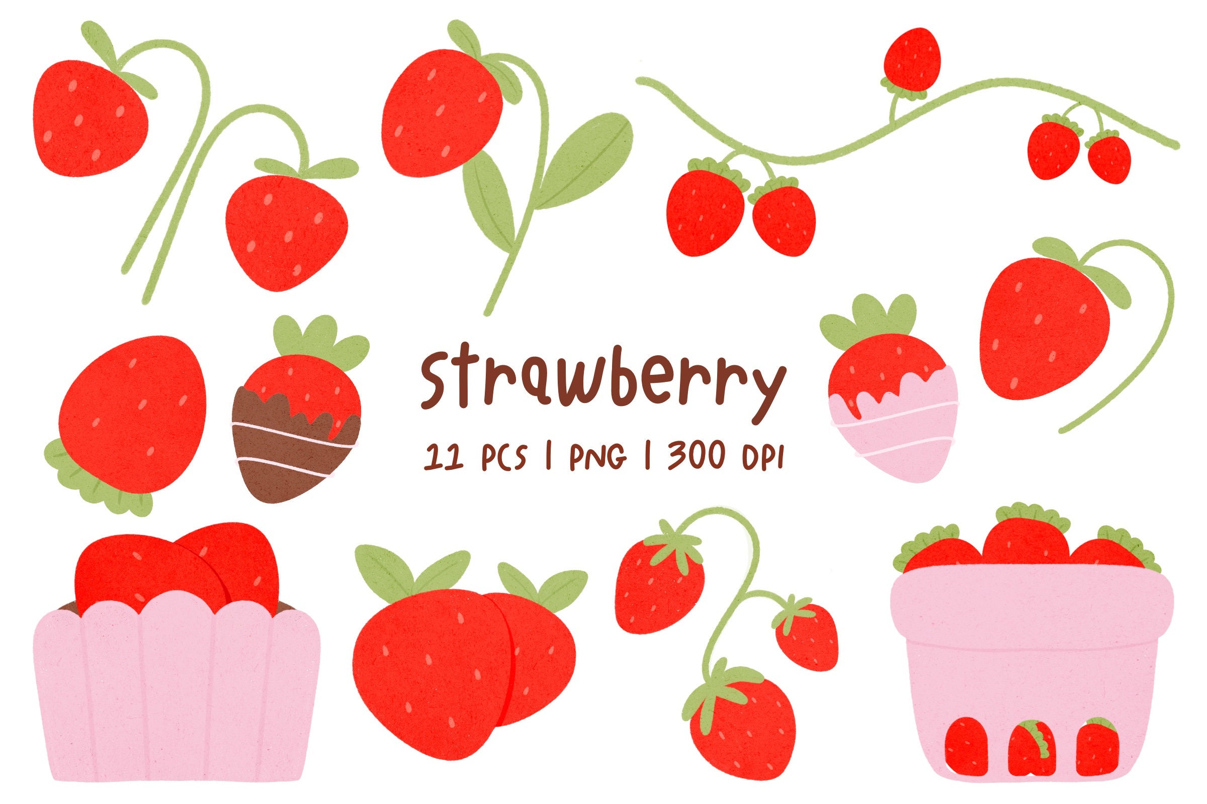 Strawberry Clipart PNG, Cute Berry Fruit Graphics, Kawaii Summer Fruit ...