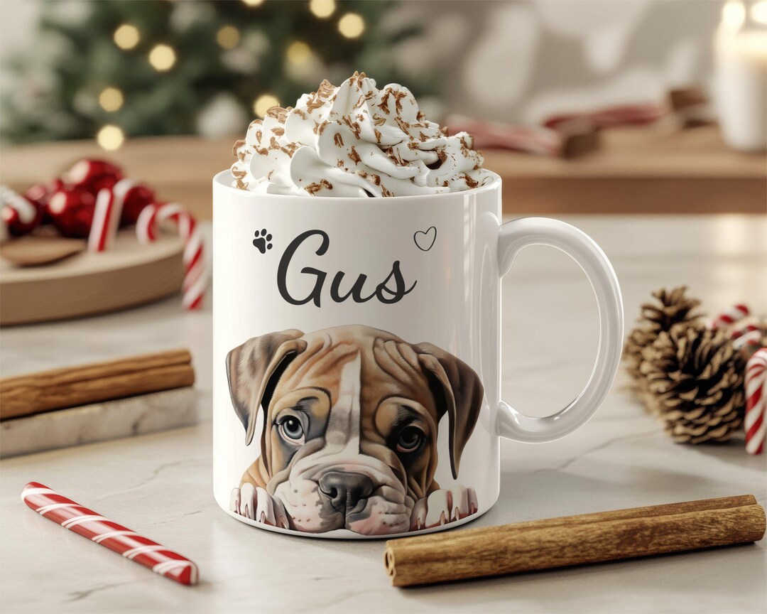 Custom Bulldog Name Mug, English Bulldog Coffee Cup, Personalized Dog ...