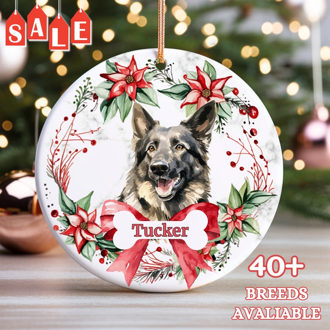 German Shepherd Custom Name Christmas Ornament Personalized Dog Name ...