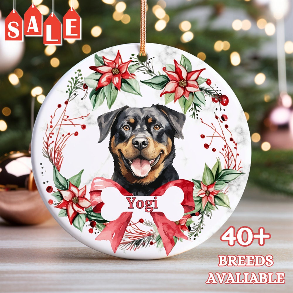 Rottweiler Custom Name Christmas Ornament Personalized Dog - Etsy