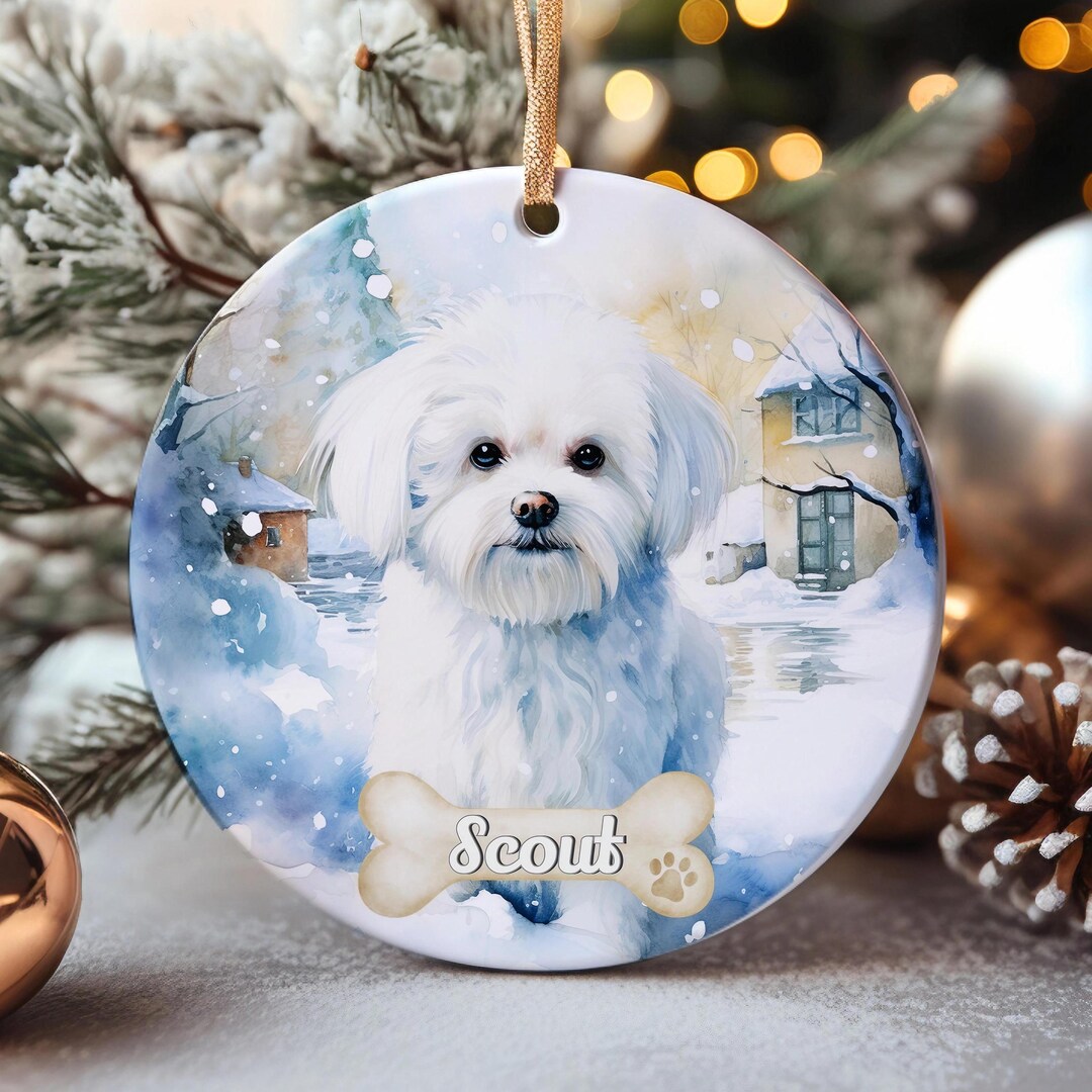Maltese Dog Ornament, Adorable Maltese Puppy Gift, Cute Maltese ...