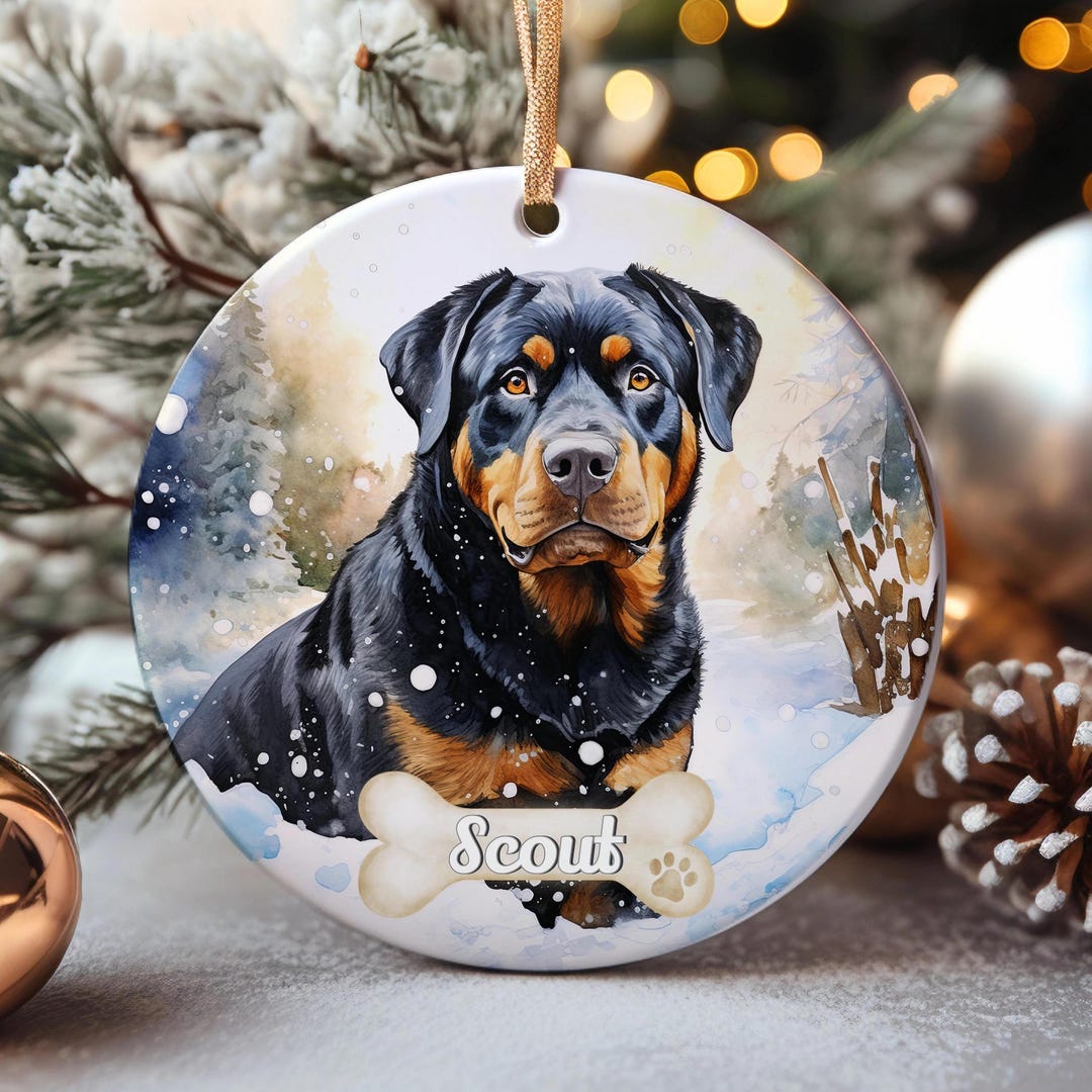 Rottweiler Dog Ornament, Rottie Scout Christmas Tree Decor, Rottie ...