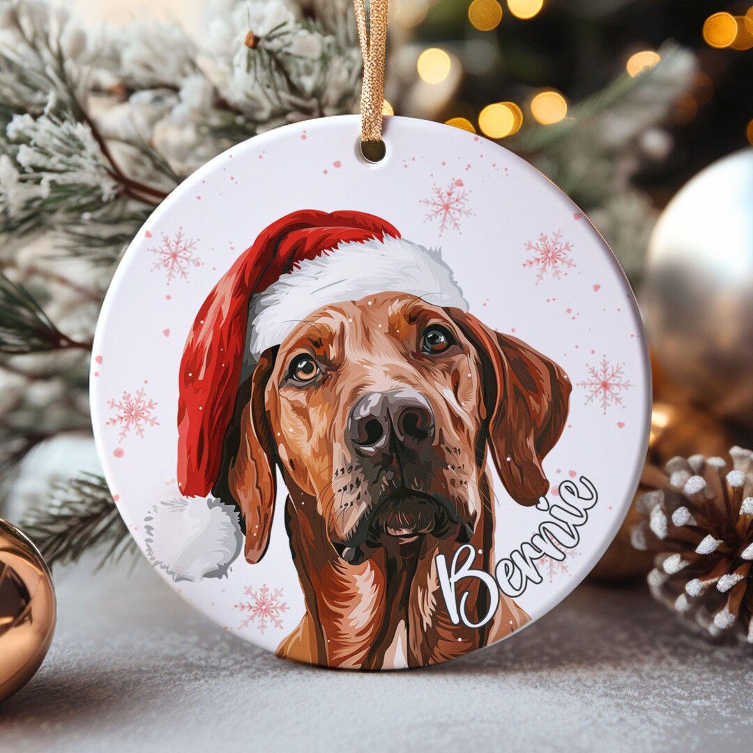 Personalized Rhodesian Ridgeback Christmas Ornament, Santa Hat Ornament ...