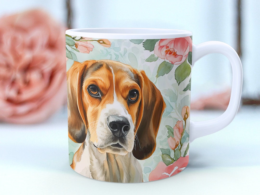 Beagle Valentine's Day Mug, Floral Dog Breed Coffee Cup, Gift for Dog ...