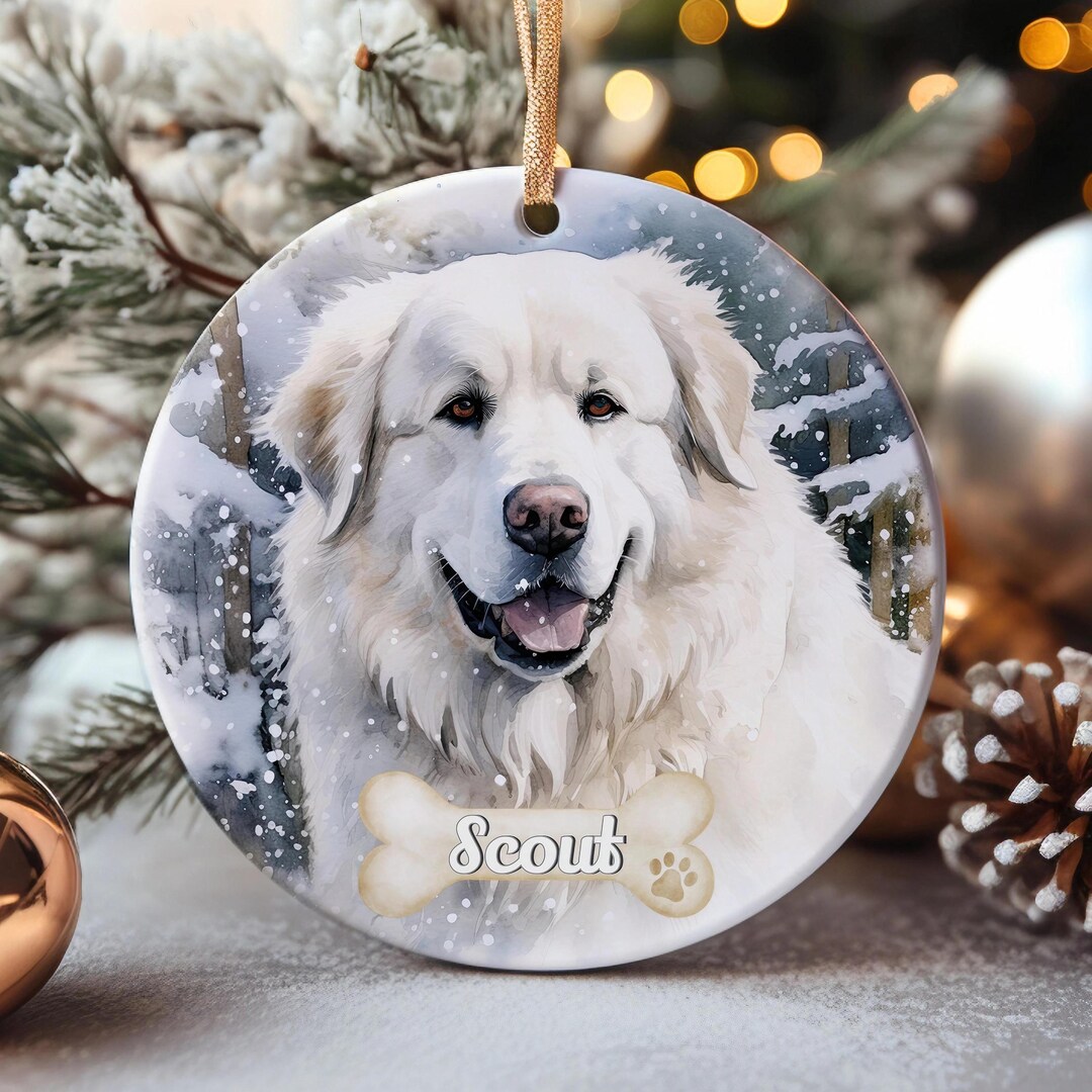 Great Pyrenees Christmas Ornament: Festive Pyrenean Mountain Dog ...
