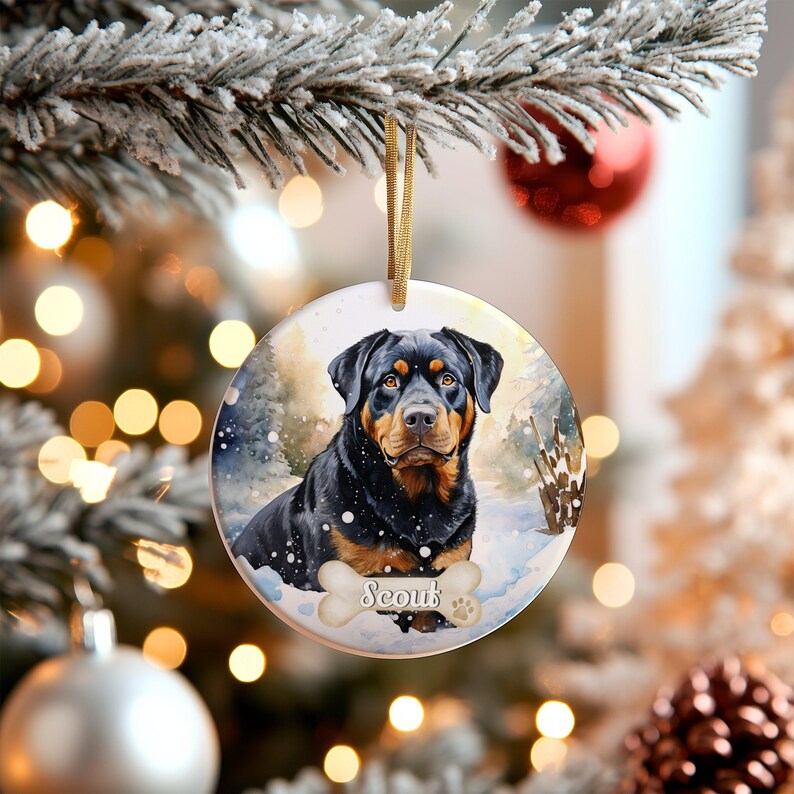 Rottweiler Dog Ornament, Rottie Scout Christmas Tree Decor, Rottie ...