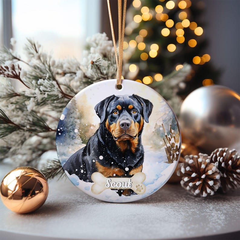 Rottweiler Dog Ornament, Rottie Scout Christmas Tree Decor, Rottie ...