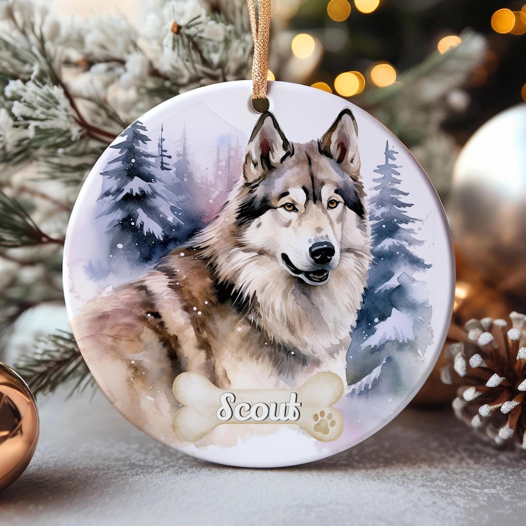 Wolfdog Ornament, Wolf Hybrid Ornaments, Wolf-dog Christmas Decoration ...
