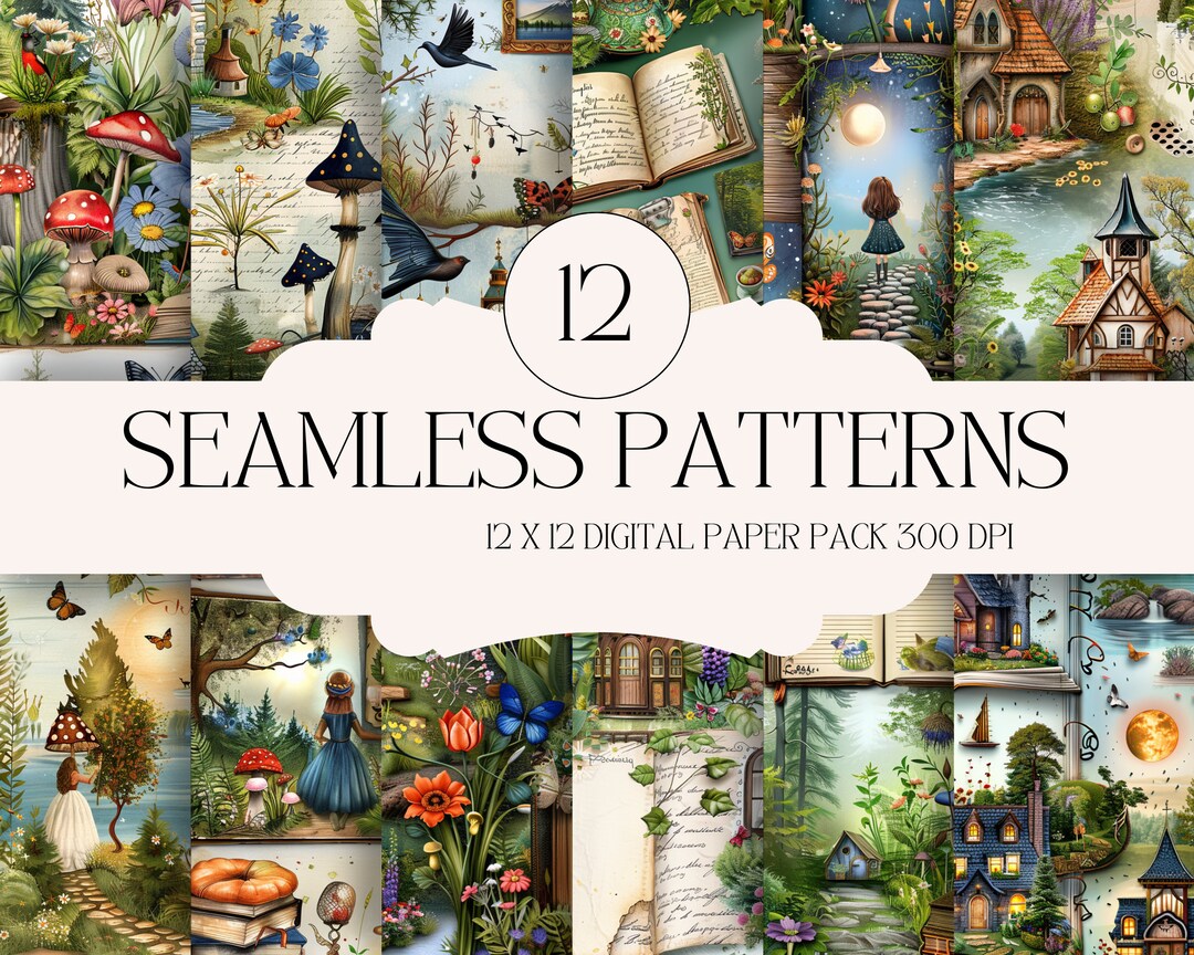 Classic Fairy Tales,vintage,12 Seamless Pattern Digital Seamless ...