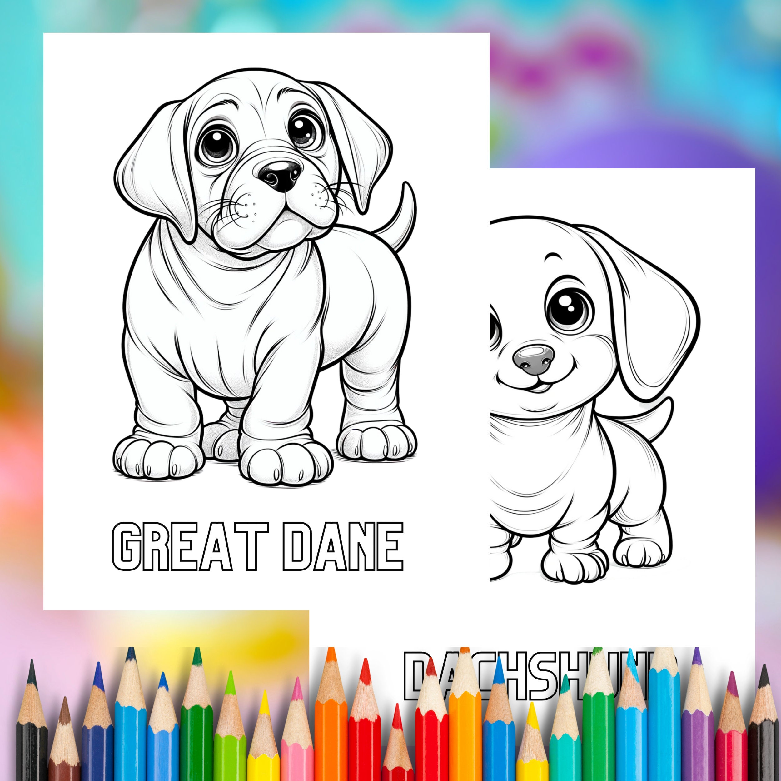 30 Dog Breeds Coloring Pages for Kids, Puppy Dog, Printable Coloring ...