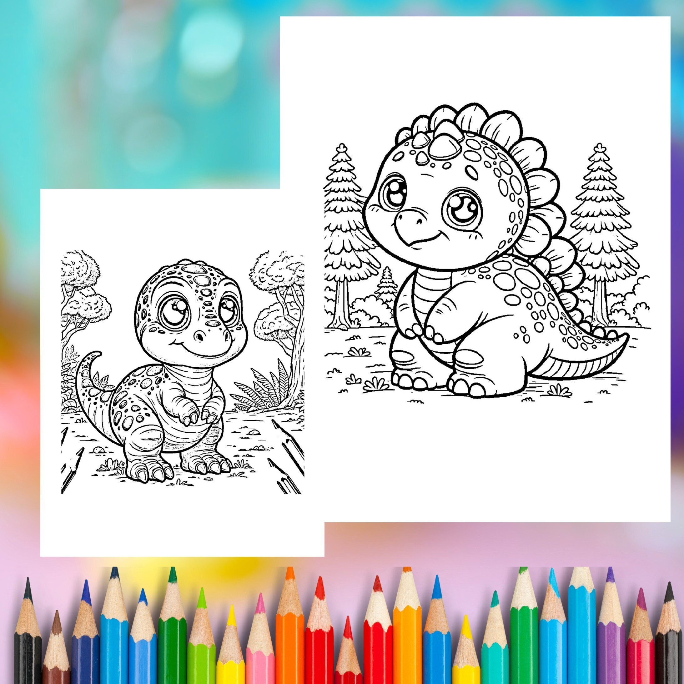 20 Dinosaur Coloring Pages, Coloring Pages for Kids, Creative Activity ...