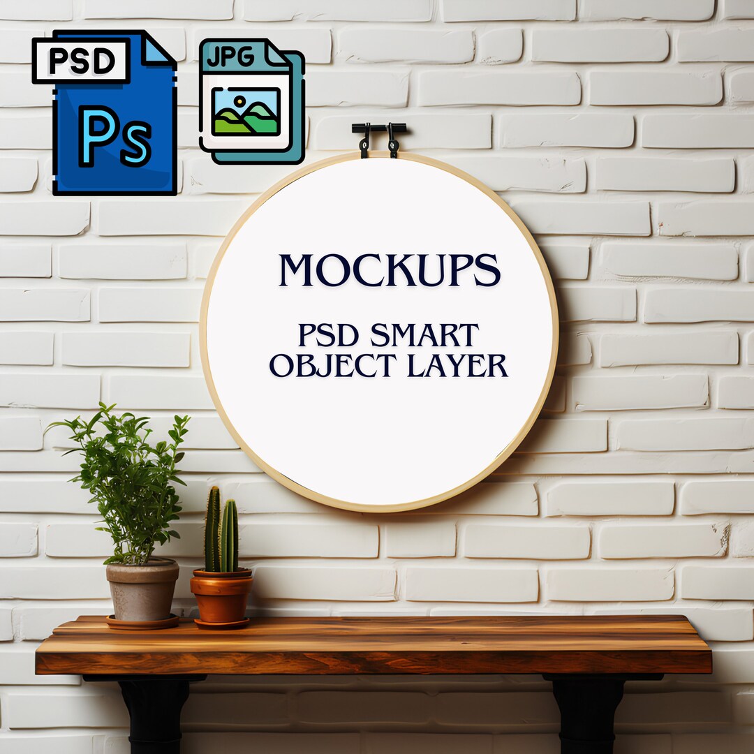 Round Frames Mockups, Circle Shape Light Wood Frame Mockup, Easy PSD ...