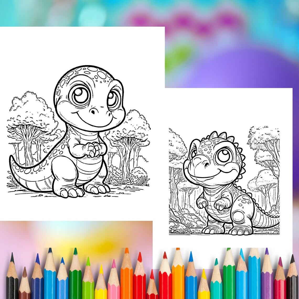 20 Dinosaur Coloring Pages, Coloring Pages for Kids, Creative Activity ...