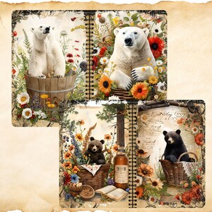 Bear, 10 Junk Journal Pages,printable Pages, 11x8.5 Inches, Printable ...