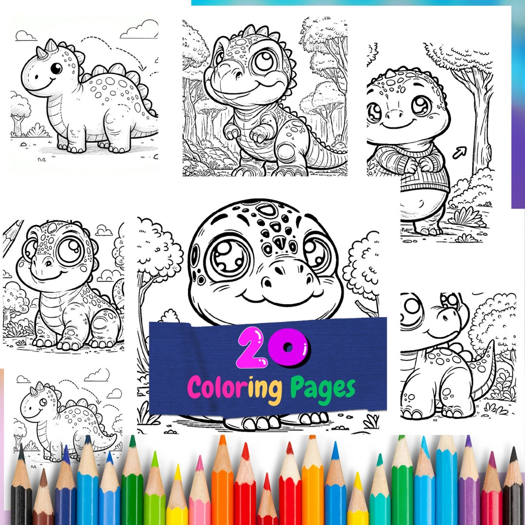 20 Dinosaur Coloring Pages, Coloring Pages for Kids, Creative Activity ...