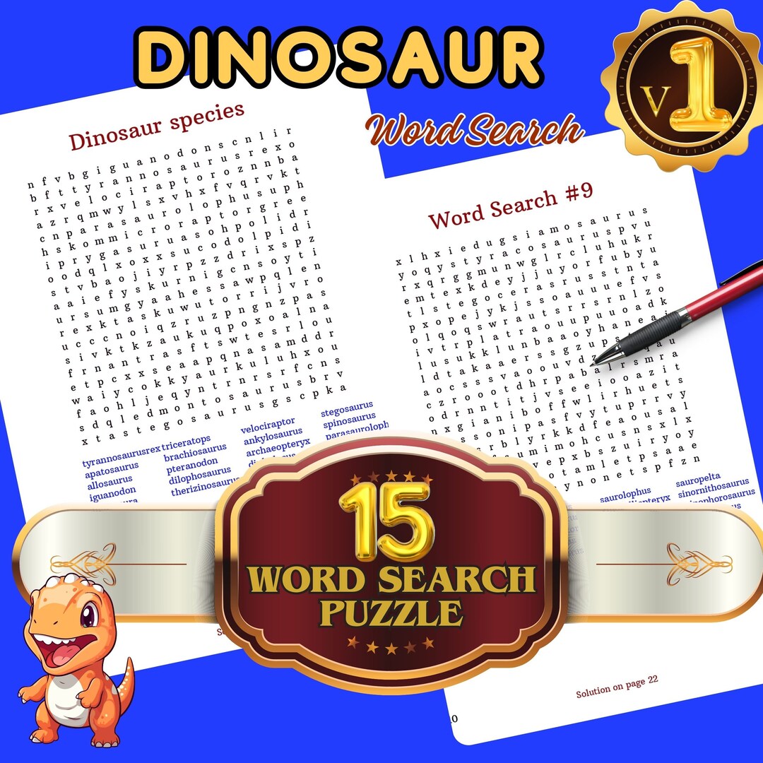 V1 Dinosaur Species Word Search, Christmas Game Printable, Word Search ...