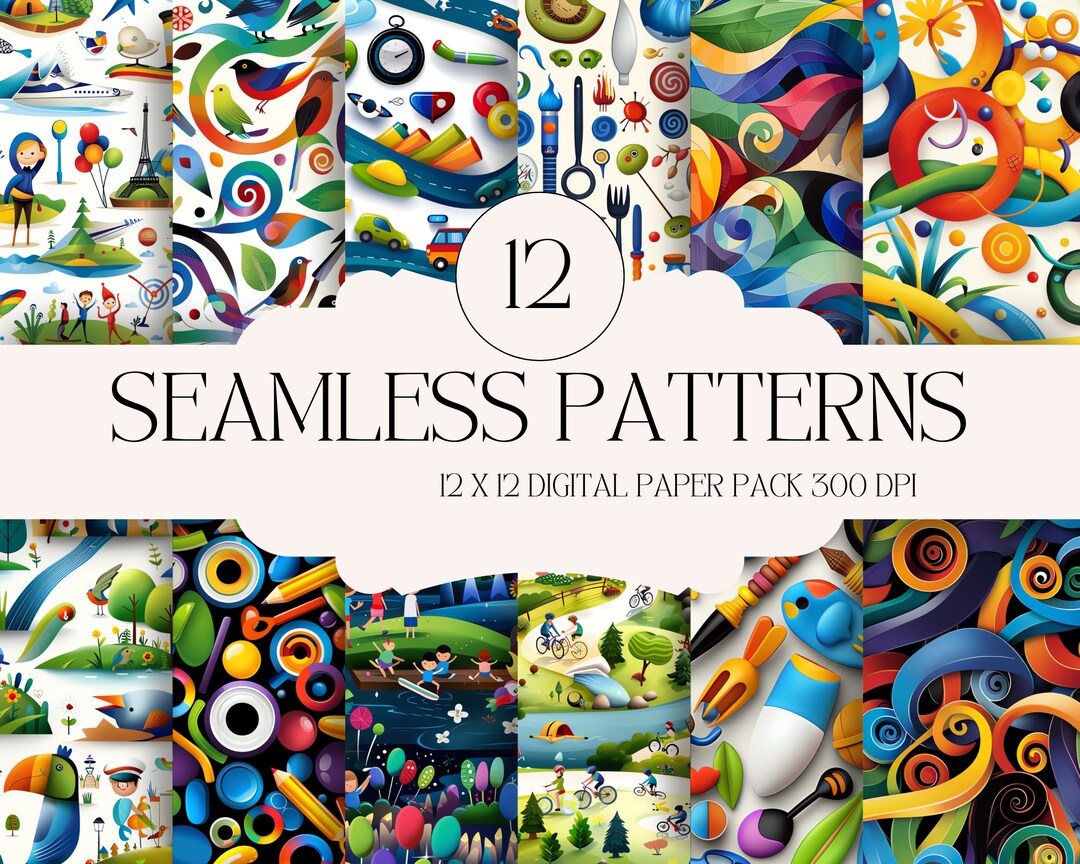 Olympics Game 2024, 12 Seamless Pattern Digital Seamless Pattern Files ...