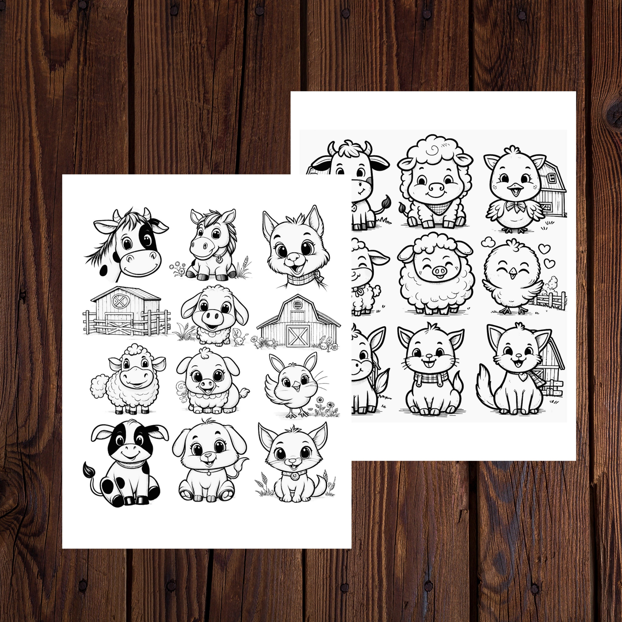 6 Farm Animals Printable Colouring Sheets, Instant Download, Coloring ...