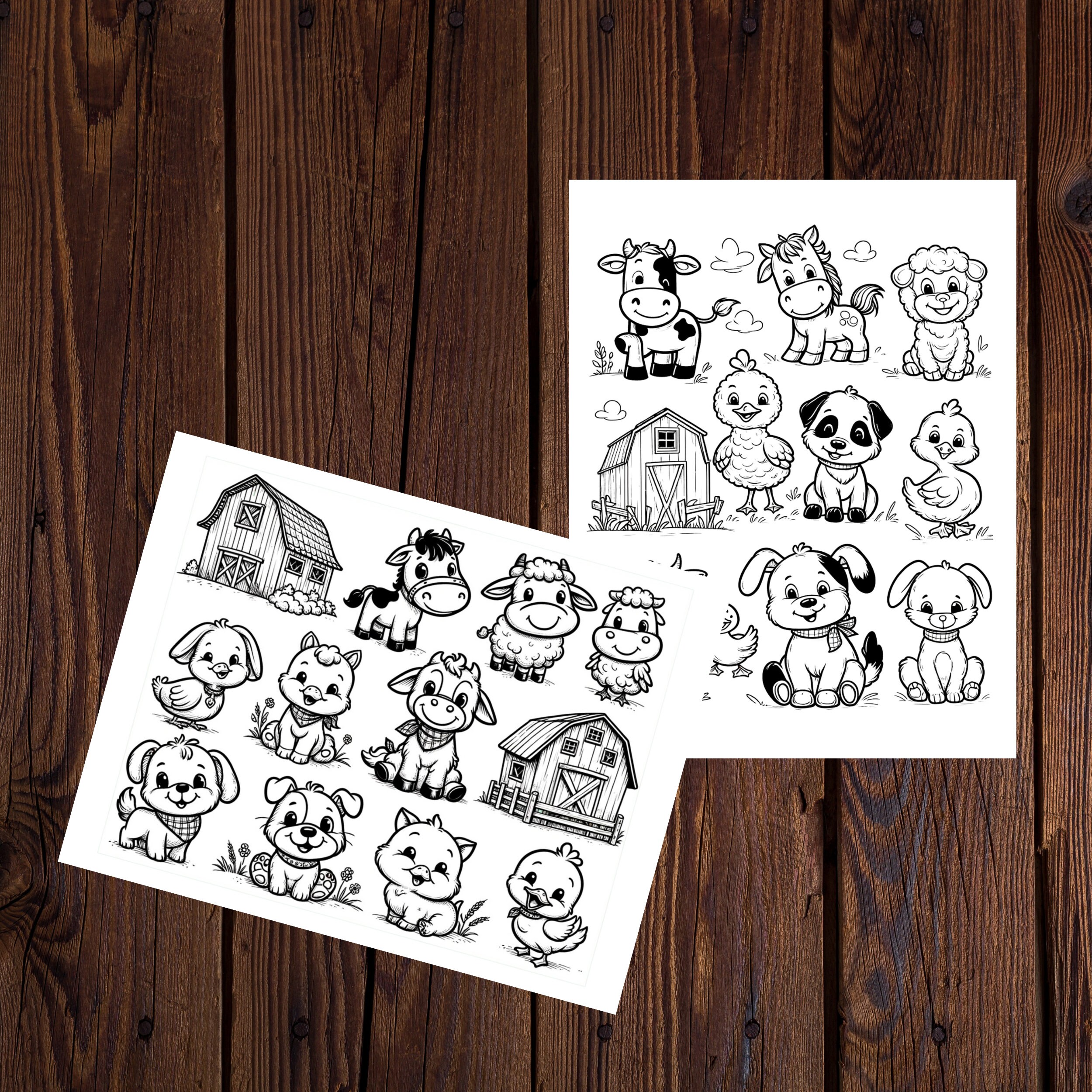 6 Farm Animals Printable Colouring Sheets, Instant Download, Coloring ...
