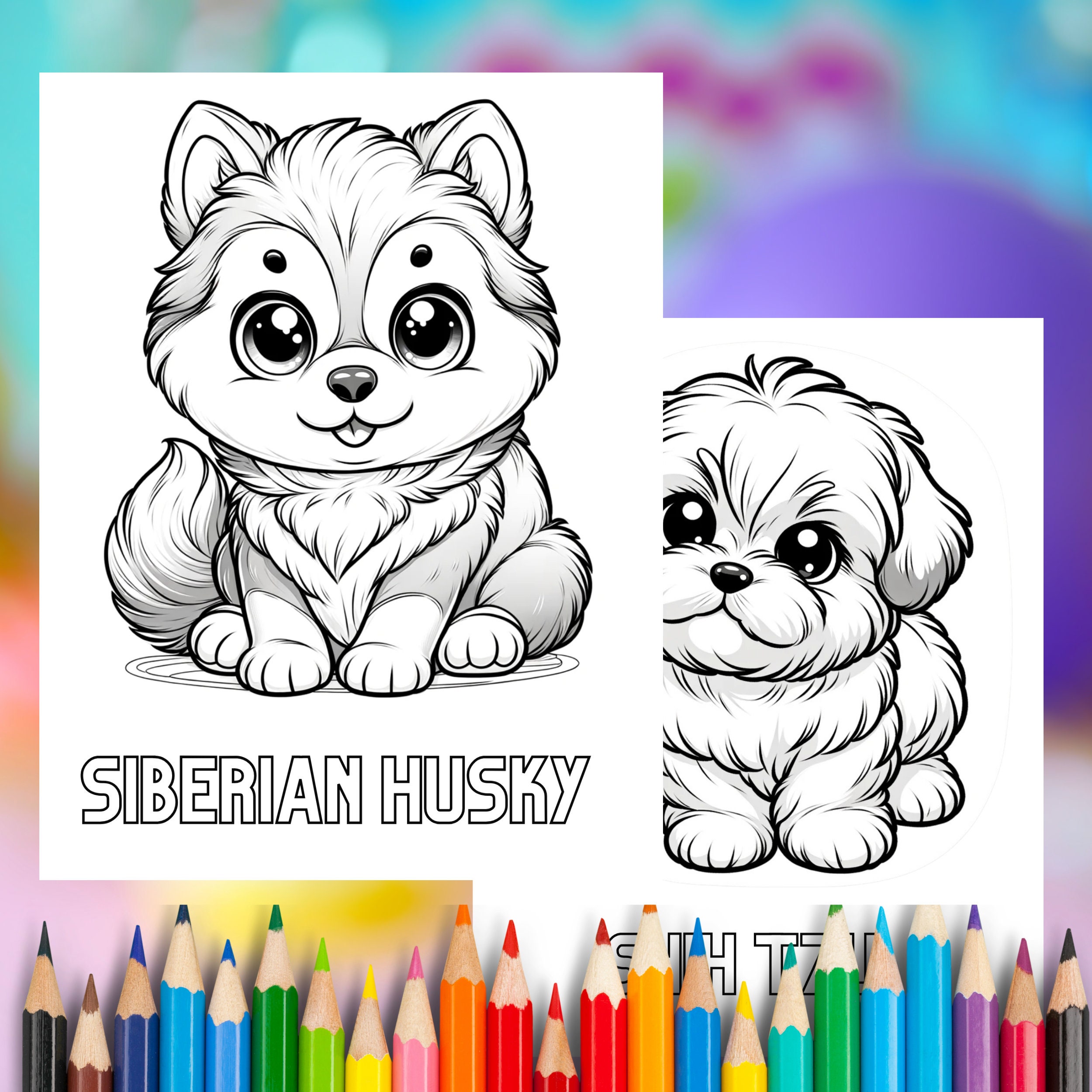30 Dog Breeds Coloring Pages for Kids, Puppy Dog, Printable Coloring ...