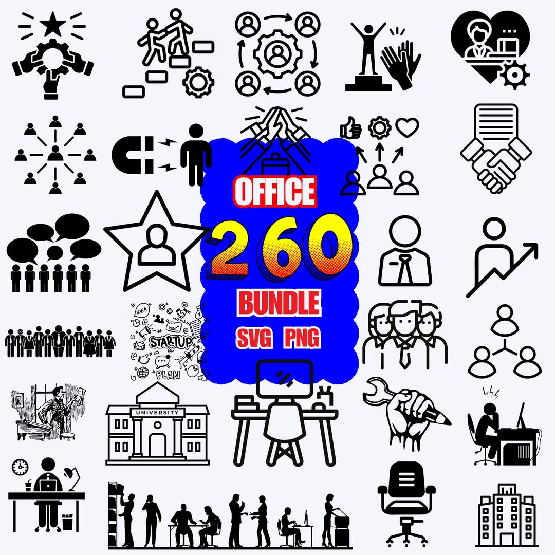 260 Office & Business SVG Bundle for Etsy Professional Icons and PNG ...