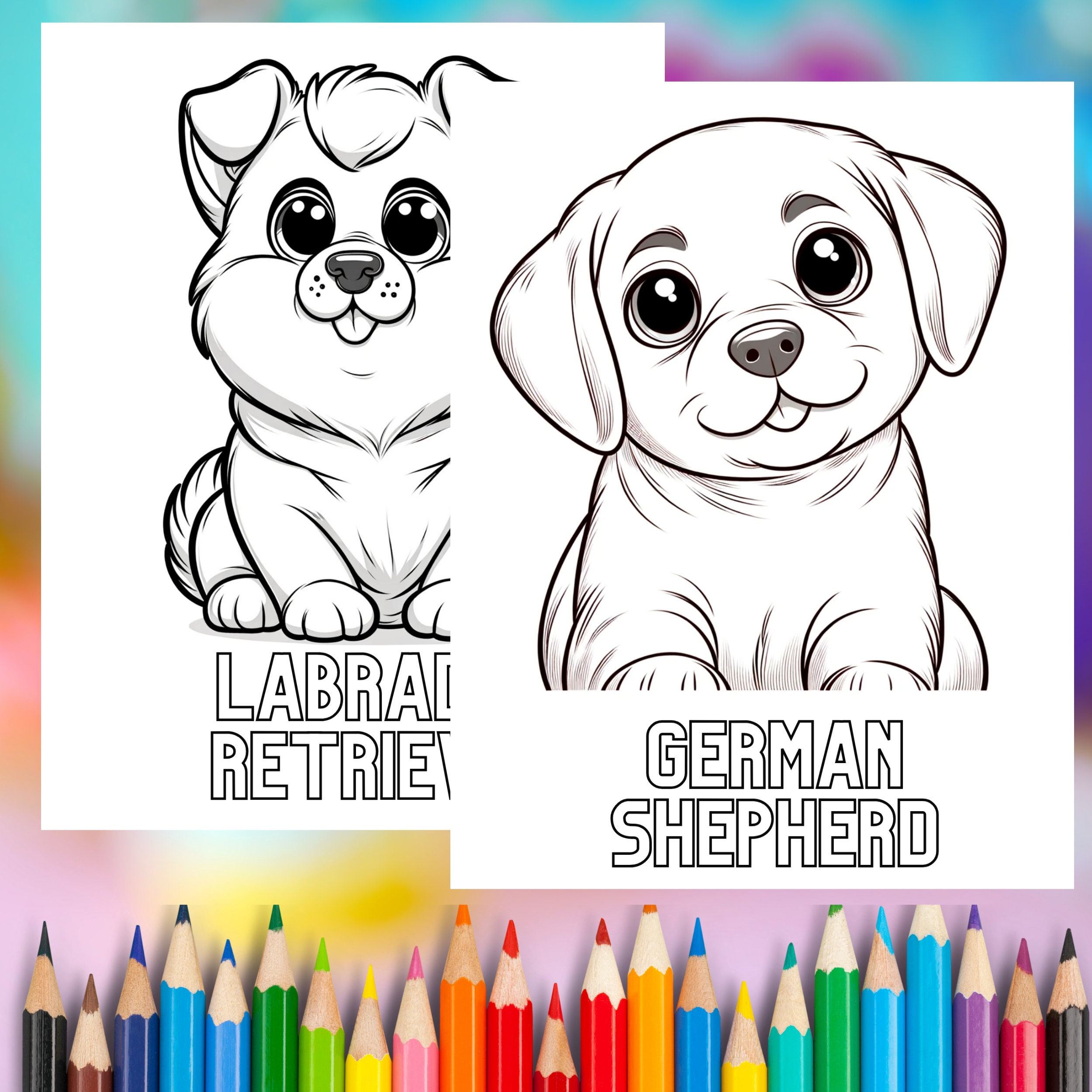 30 Dog Breeds Coloring Pages for Kids, Puppy Dog, Printable Coloring ...