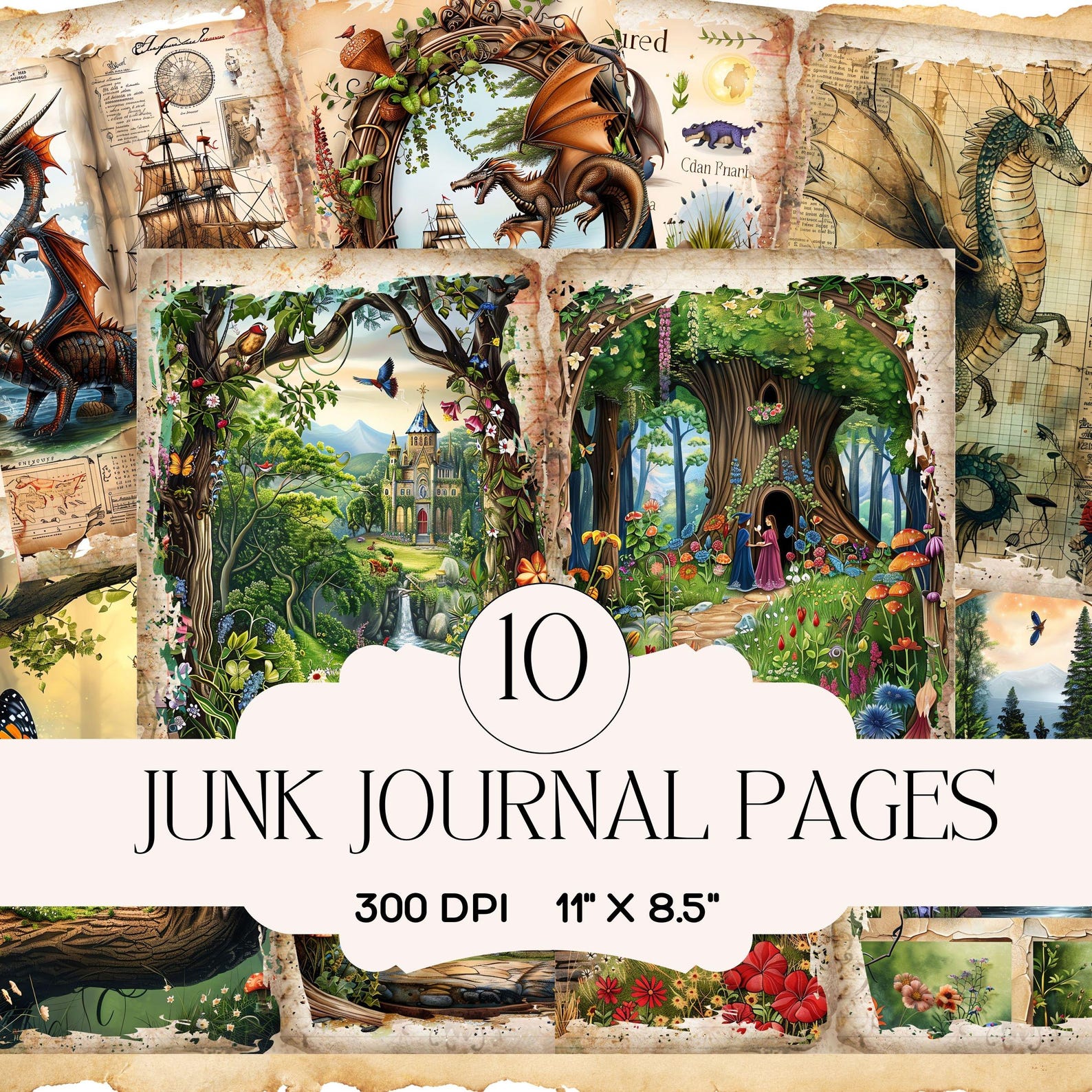 Fairy Tale, 10 Junk Journal Pages, Printable Pages, Printable Journal ...
