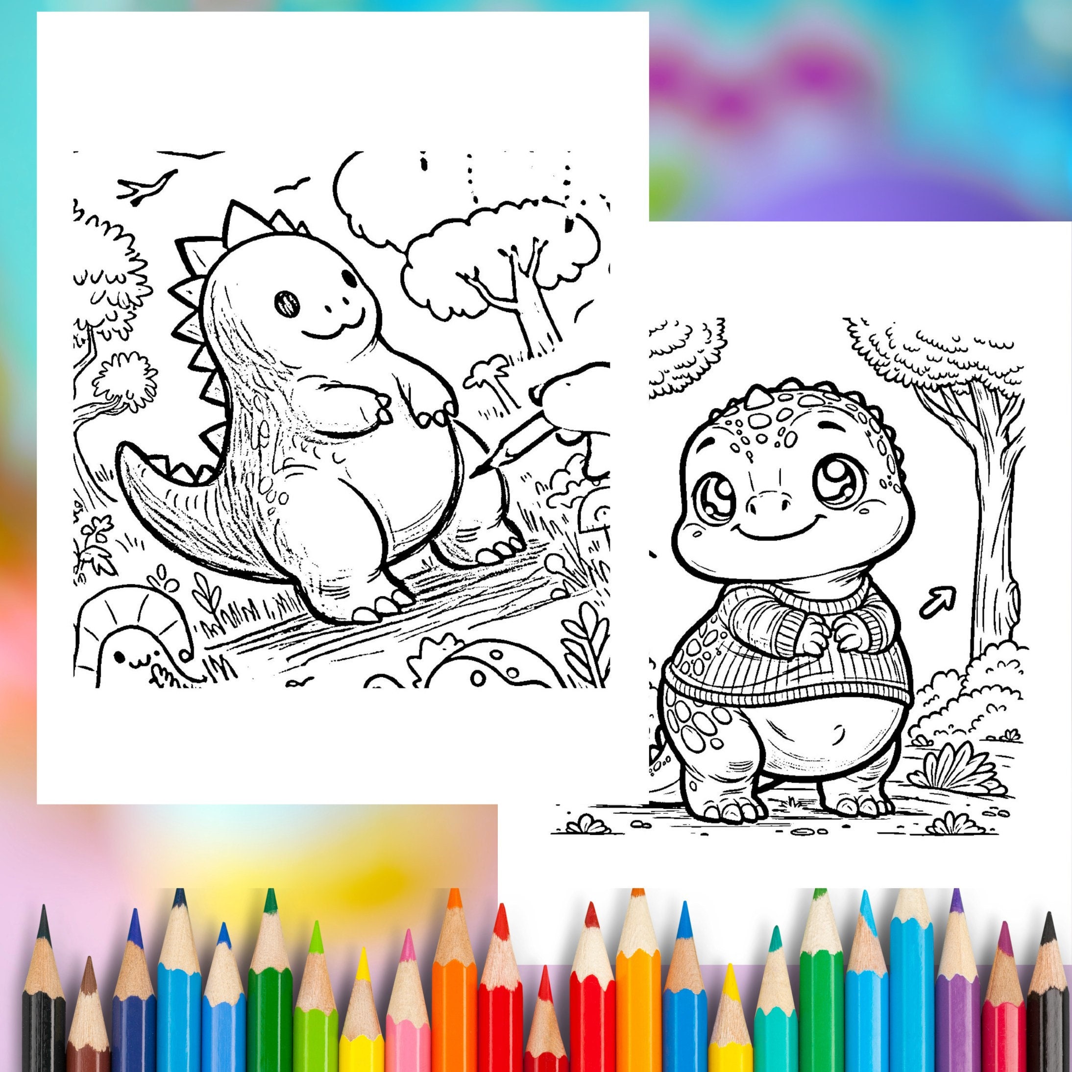 20 Dinosaur Coloring Pages, Coloring Pages for Kids, Creative Activity ...