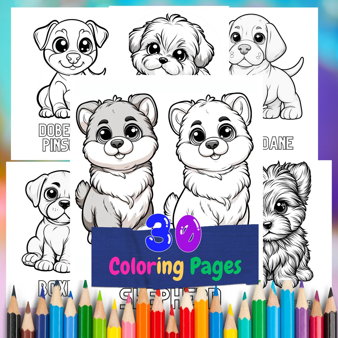 30 Dog Breeds Coloring Pages for Kids, Puppy Dog, Printable Coloring ...