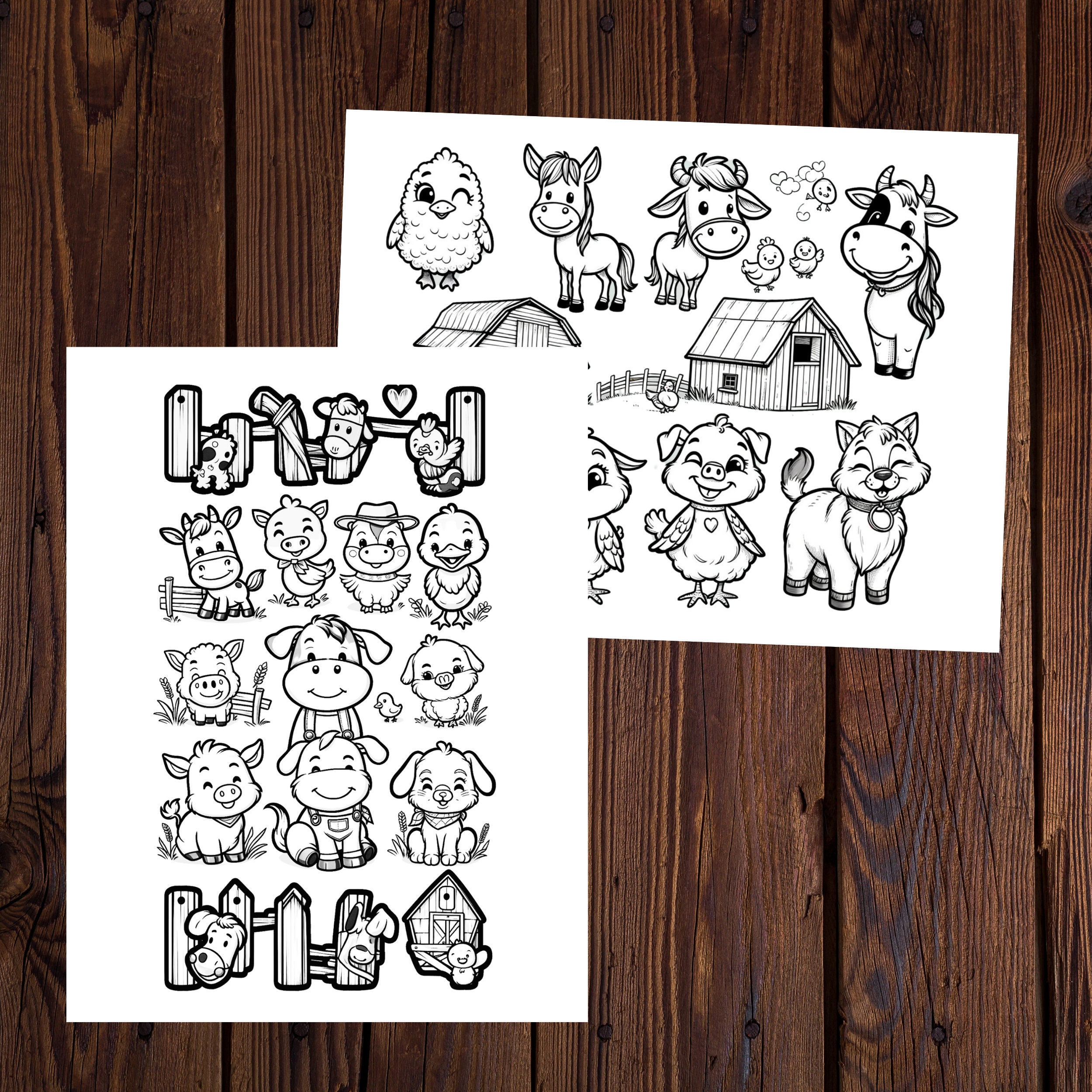 6 Farm Animals Printable Colouring Sheets, Instant Download, Coloring ...