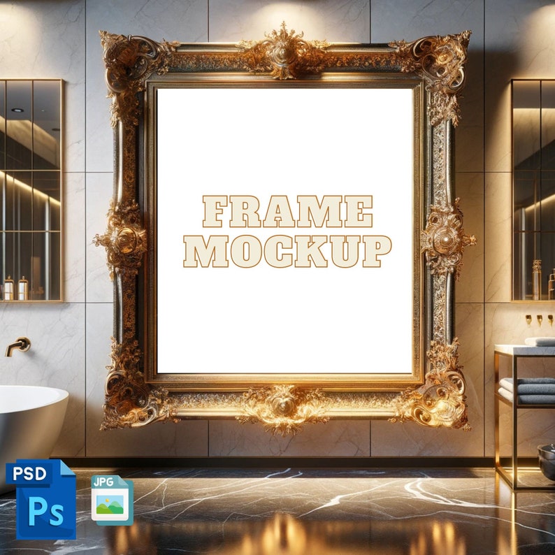 Luxury Bathroom Frame Mock Ups , PSD Smart Object ,jpg File, High ...