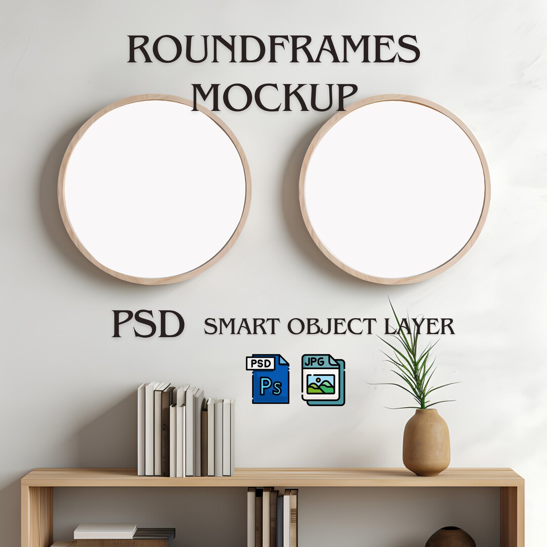 Round Frames Mockups, PSD Smart Object Layer, Circle Shape Light Wood ...