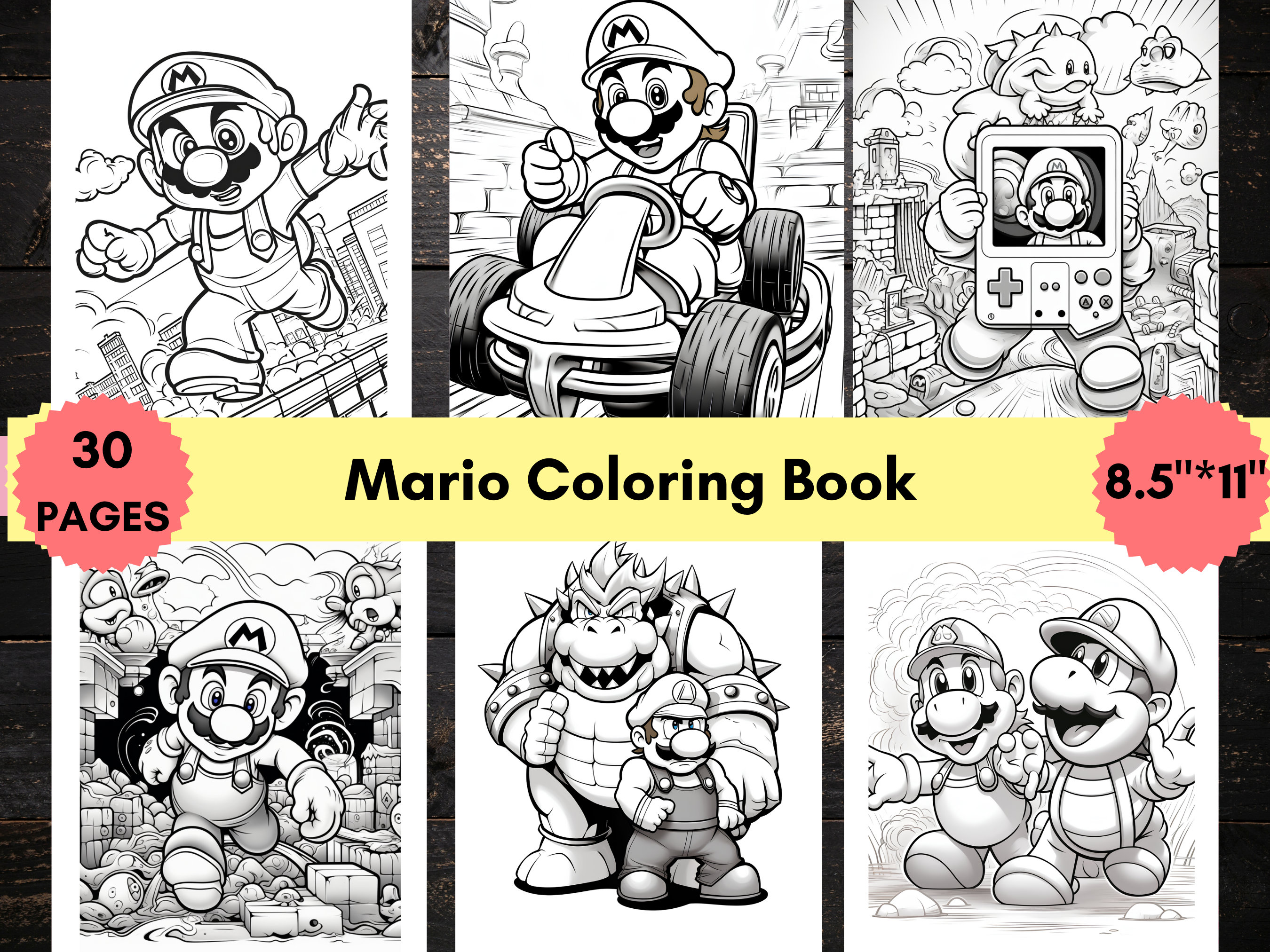 30 Cartoon Printable Coloring Book, Coloring Pages for Mario Fans ...