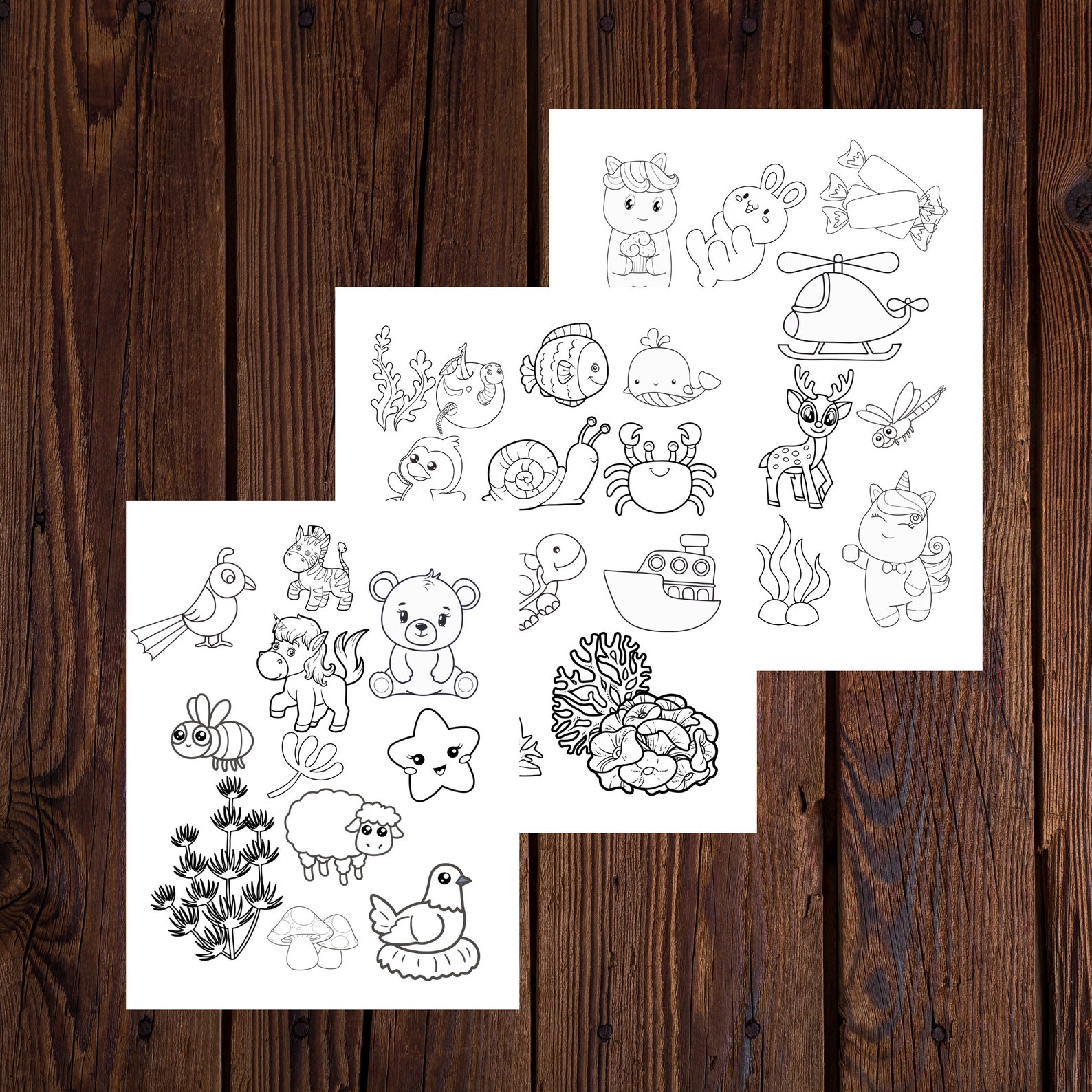 5 Printable Colouring Sheets, Instant Download, Coloring Pages for Kids ...