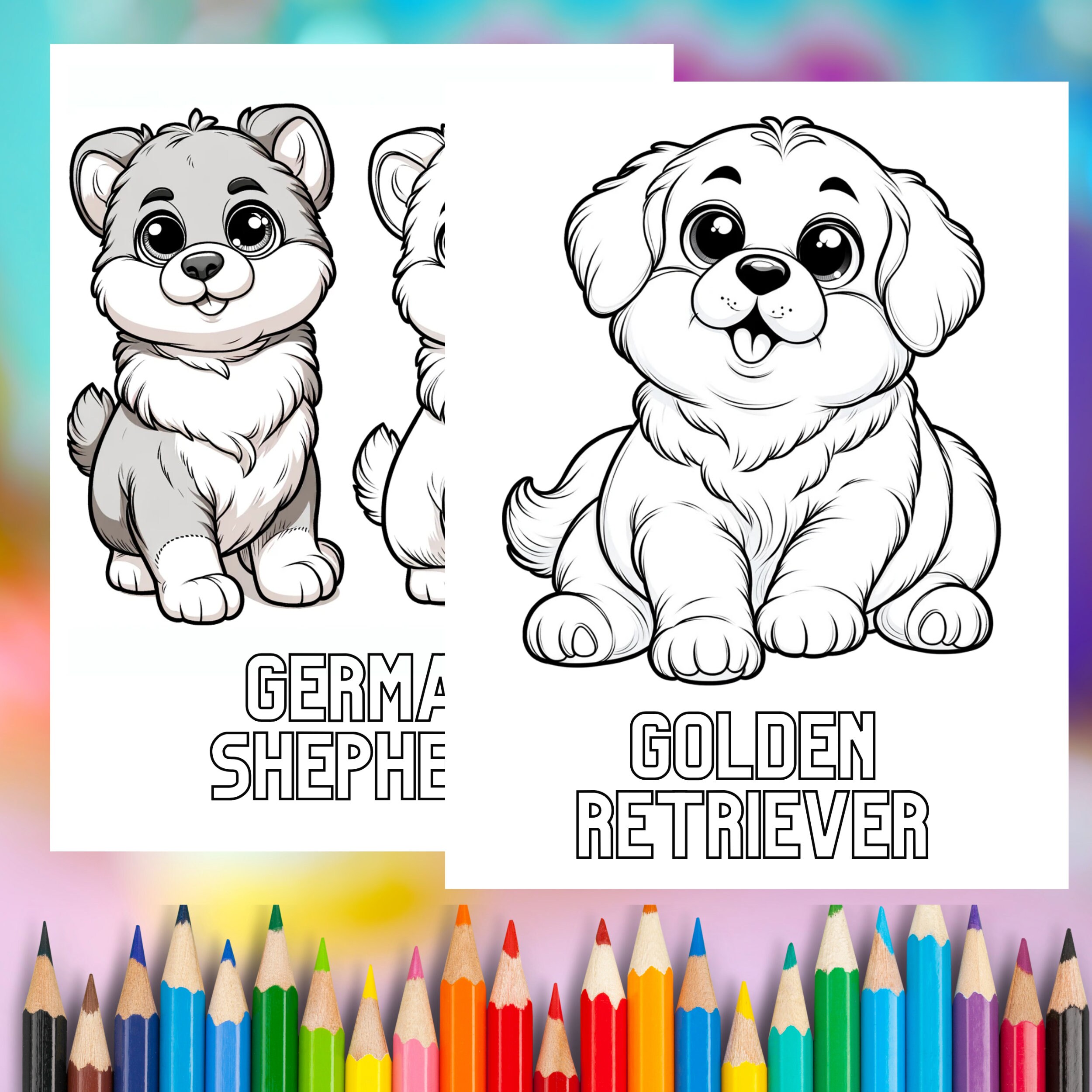 30 Dog Breeds Coloring Pages for Kids, Puppy Dog, Printable Coloring ...