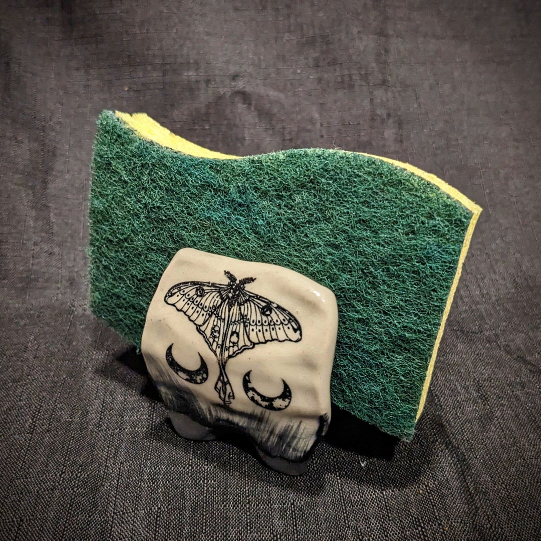 Handmade Ceramic Moth & Moon Sponge, Phone and More Holder - Etsy
