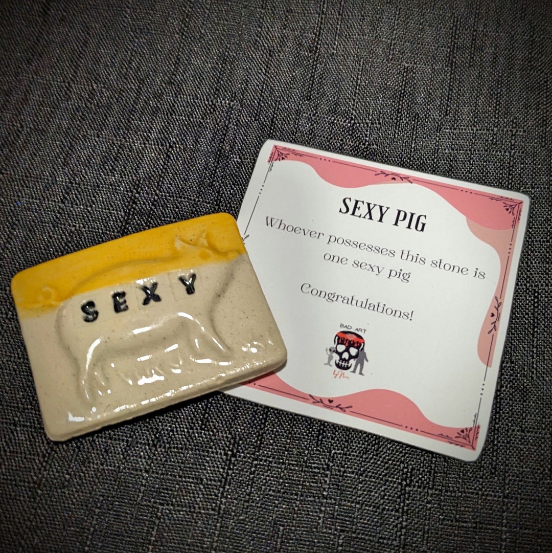 Handmade Ceramic Sexy Pig Stone Great Gift, Worry Stone, Confidence ...